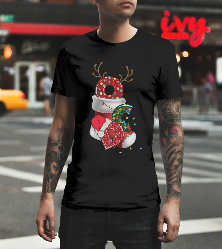 OCD Obsessive Christmas Disorder Reindeer Santa Hat Lights Stocking T-Shirt