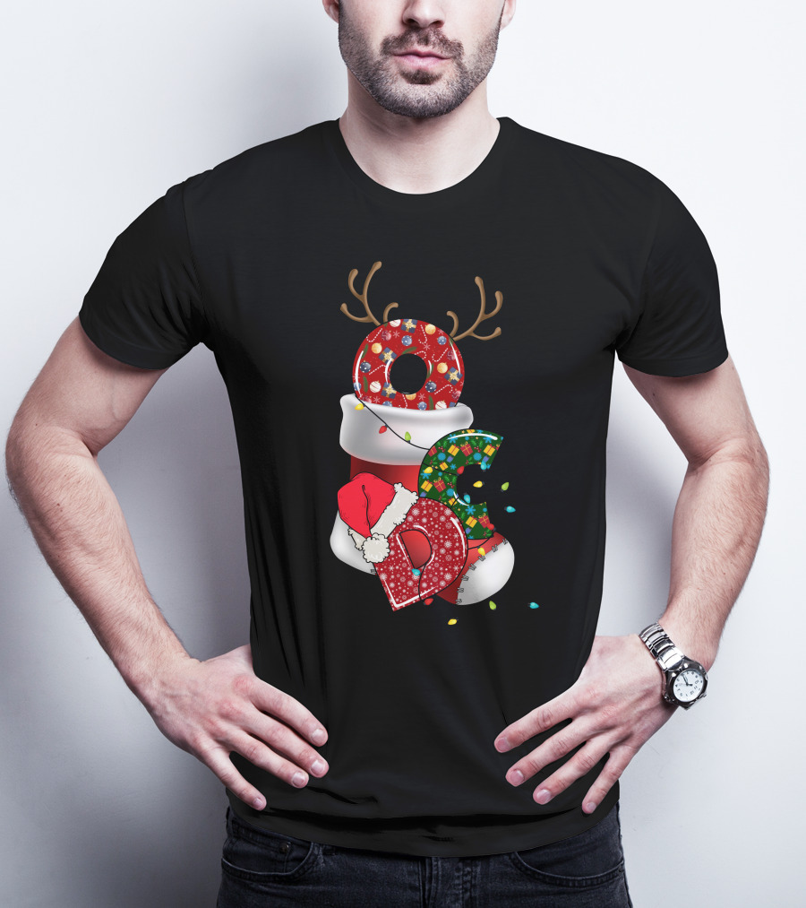 OCD Obsessive Christmas Disorder Reindeer Santa Hat Lights Stocking T-Shirt
