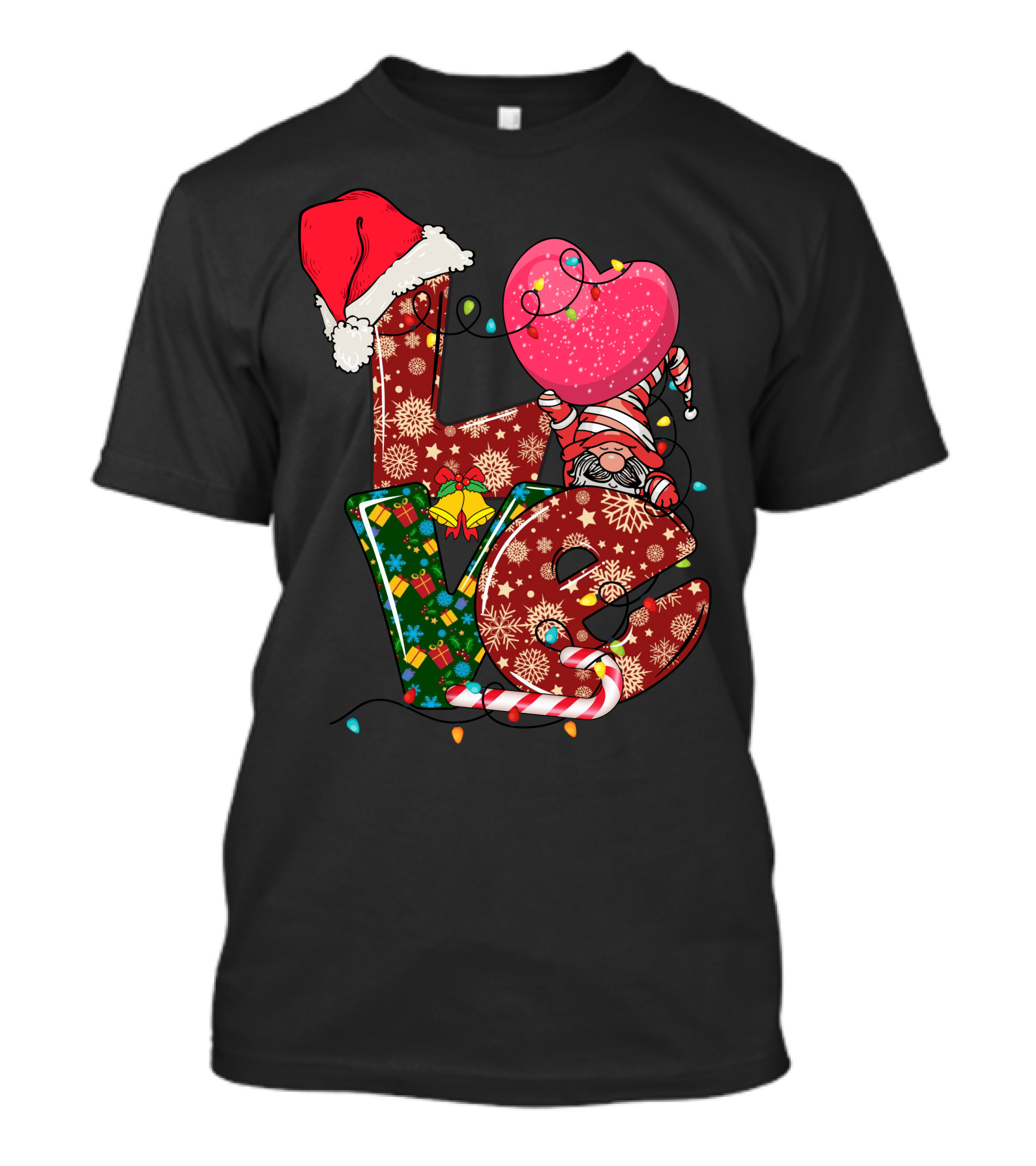 Christmas Love With Santa Hat And Festive T-Shirt