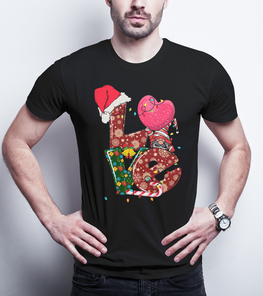 Christmas Love With Santa Hat And Festive T-Shirt
