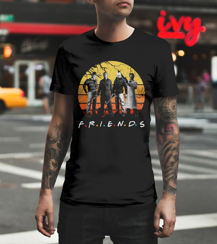 FRIENDS Halloween Horror Characters Sunset T-Shirt