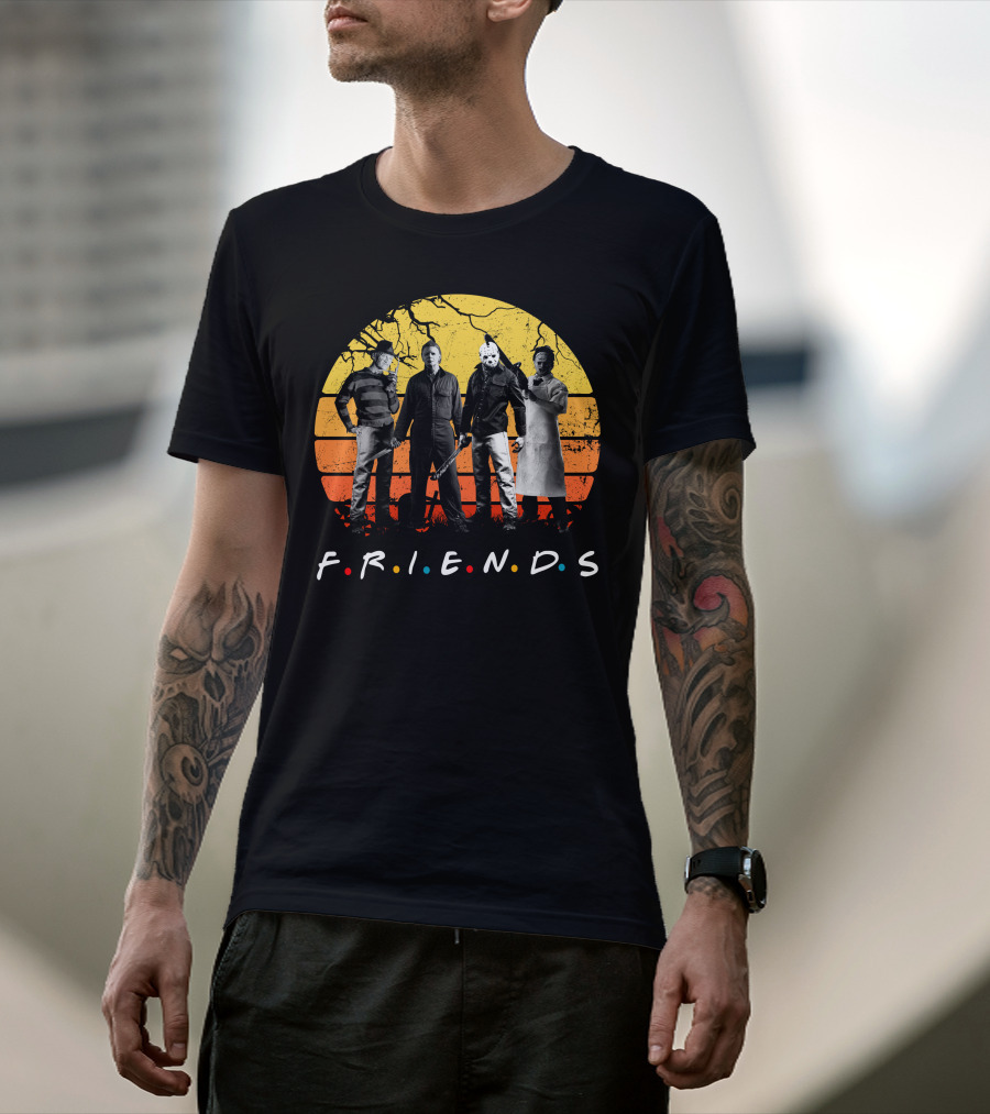 FRIENDS Halloween Horror Characters Sunset T-Shirt