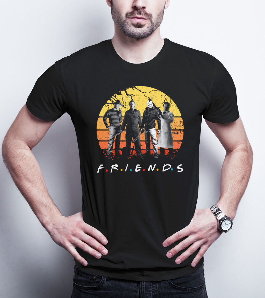 FRIENDS Halloween Horror Characters Sunset T-Shirt