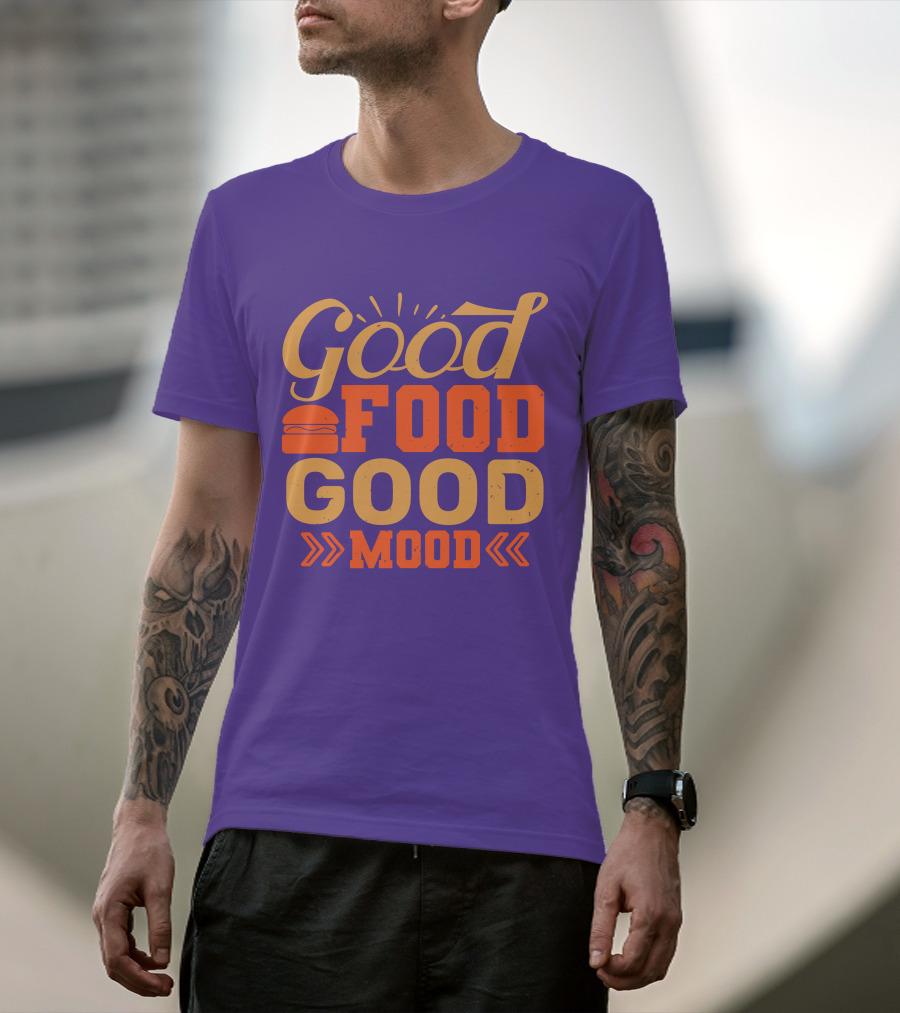 Good Food Good Mood Burger Sunburst Arrows T-Shirt