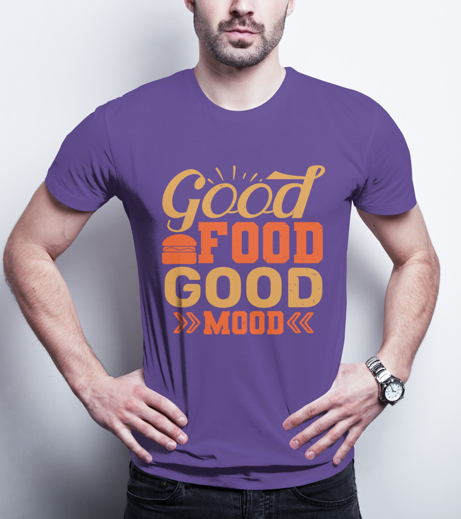 Good Food Good Mood Burger Sunburst Arrows T-Shirt