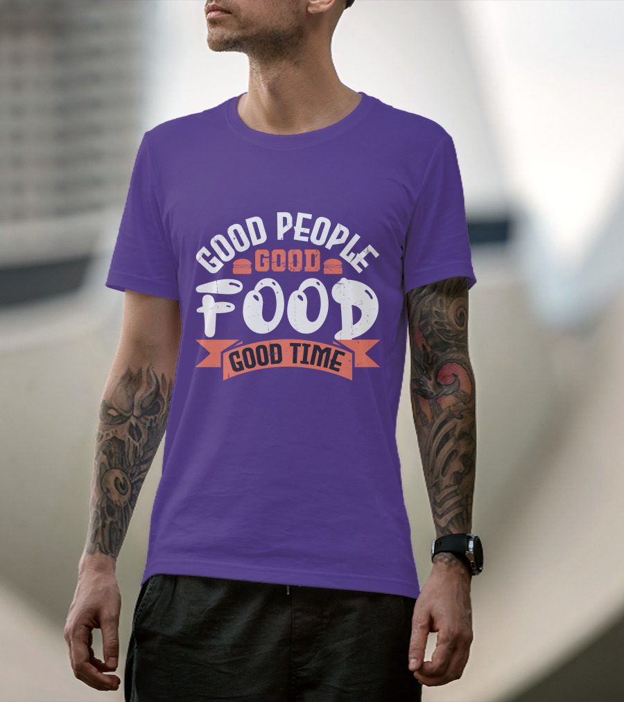 Good People Good Food Good Time Retro Banner T-Shirt