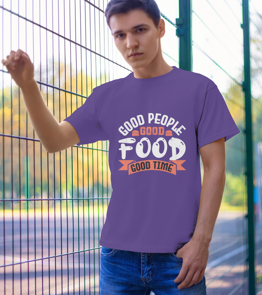 Good People Good Food Good Time Retro Banner T-Shirt