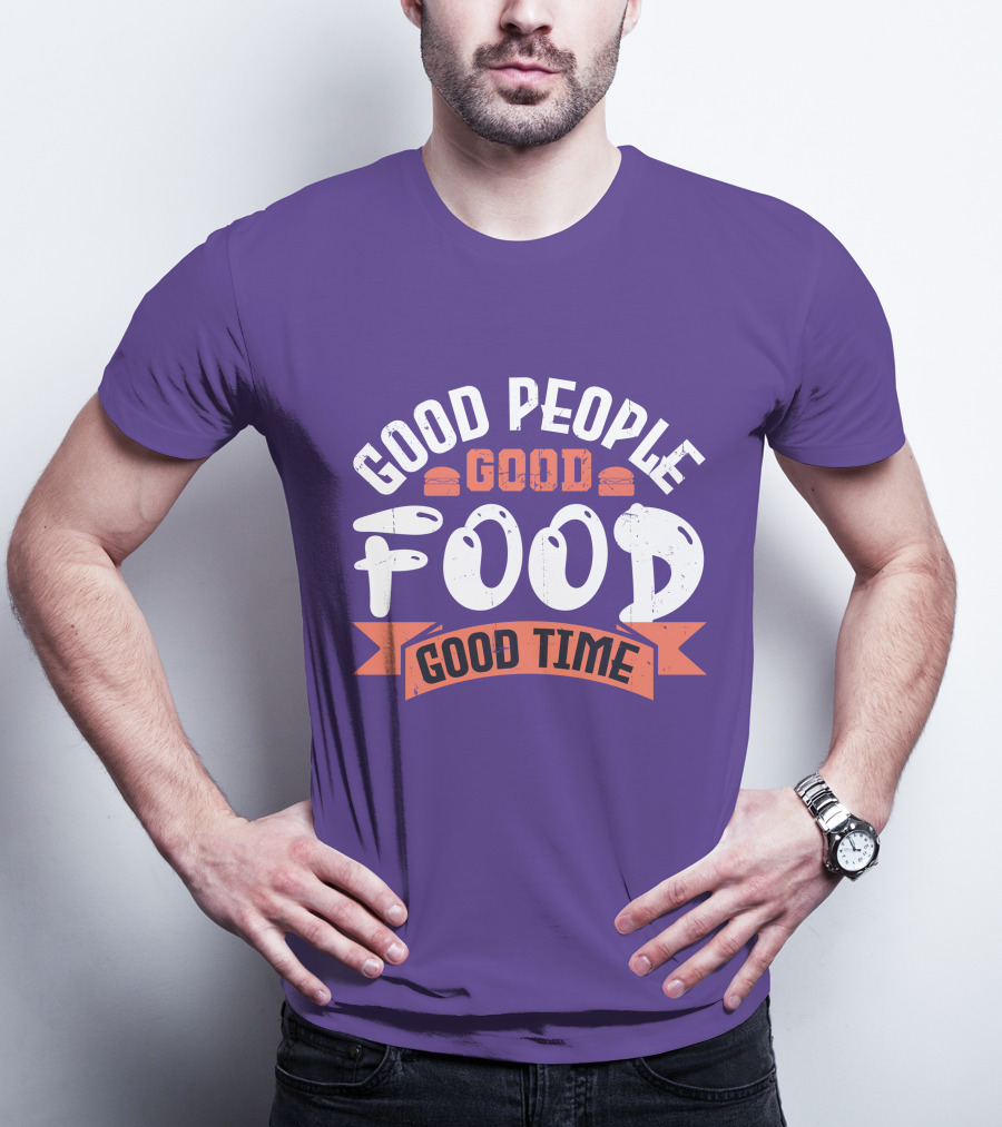 Good People Good Food Good Time Retro Banner T-Shirt