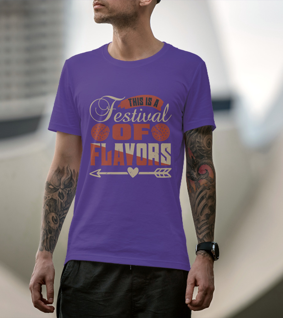 This Is A Festival Of Flavors Arrow Heart And Pepperoni Icons T-Shirt