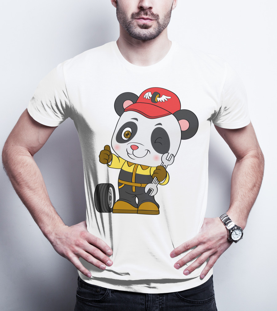 Mechanic Panda Thumbs Up With Wrench And Tire T-Shirt