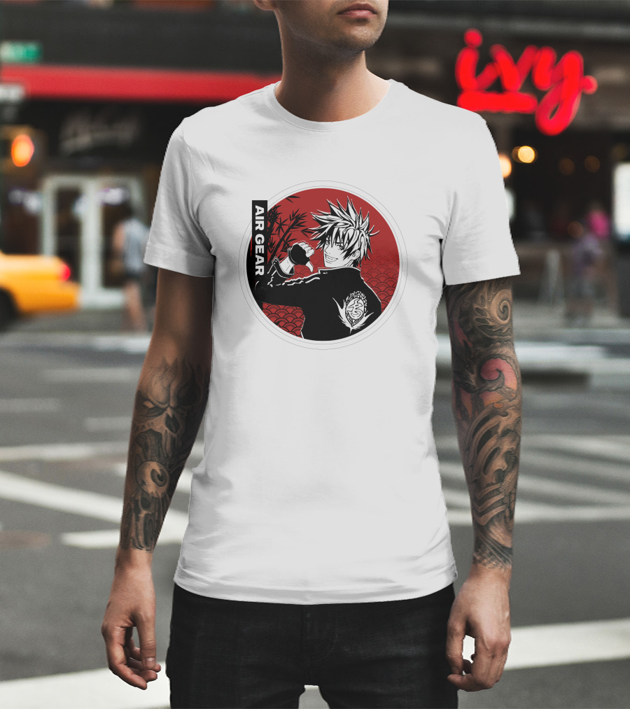 Air Gear Anime Character In Red And Black Circle With Bamboo Background T-Shirt