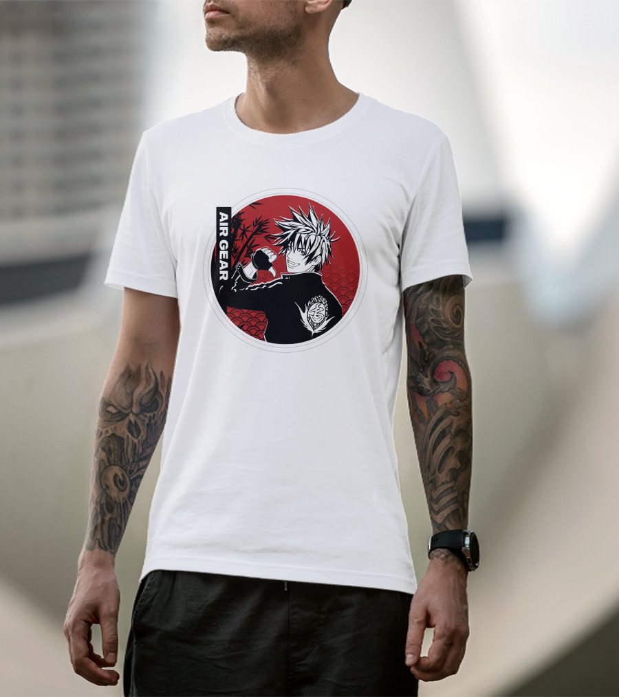 Air Gear Anime Character In Red And Black Circle With Bamboo Background T-Shirt