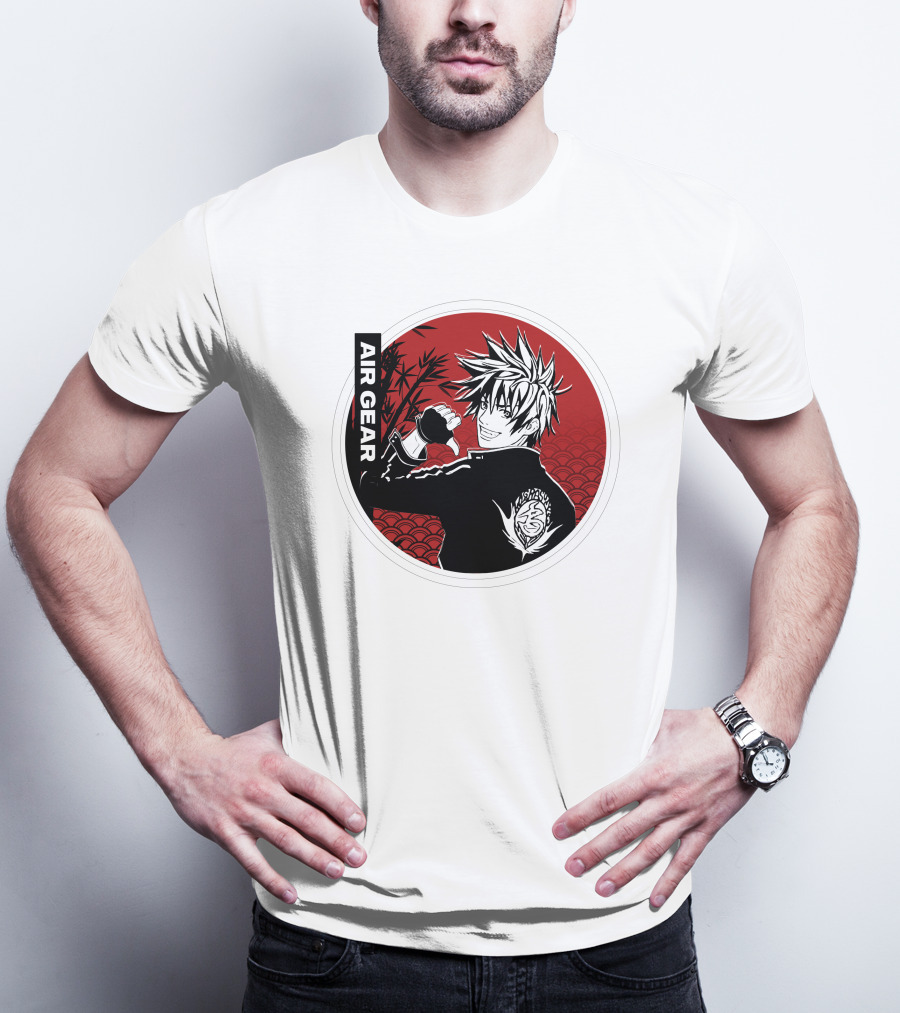 Air Gear Anime Character In Red And Black Circle With Bamboo Background T-Shirt