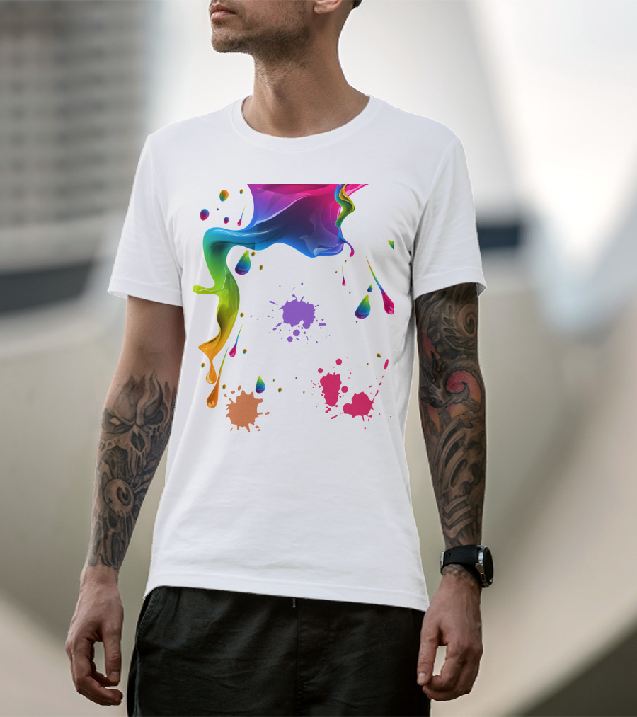 Waterpaint Colorful Splatter Vibrant Drips And Drops T-Shirt