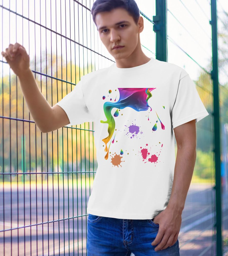 Waterpaint Colorful Splatter Vibrant Drips And Drops T-Shirt