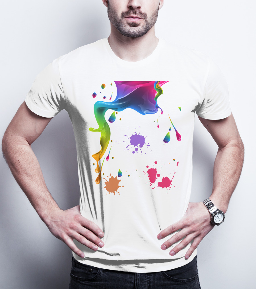 Waterpaint Colorful Splatter Vibrant Drips And Drops T-Shirt