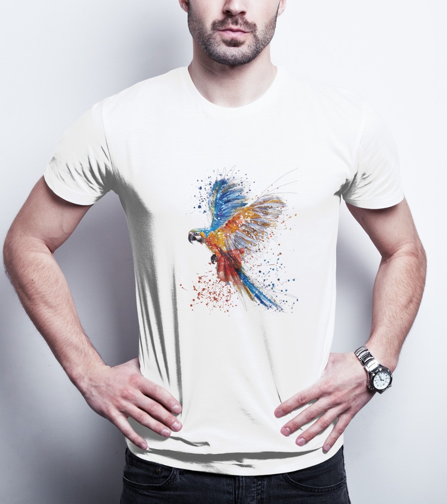 Colorful Splatter Parrot Flight T-Shirt