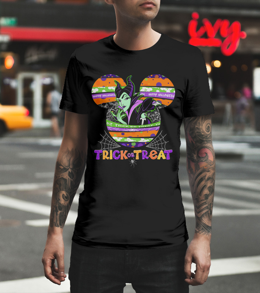 Maleficent Mickey Trick Or Treat Happy Halloween T-Shirt