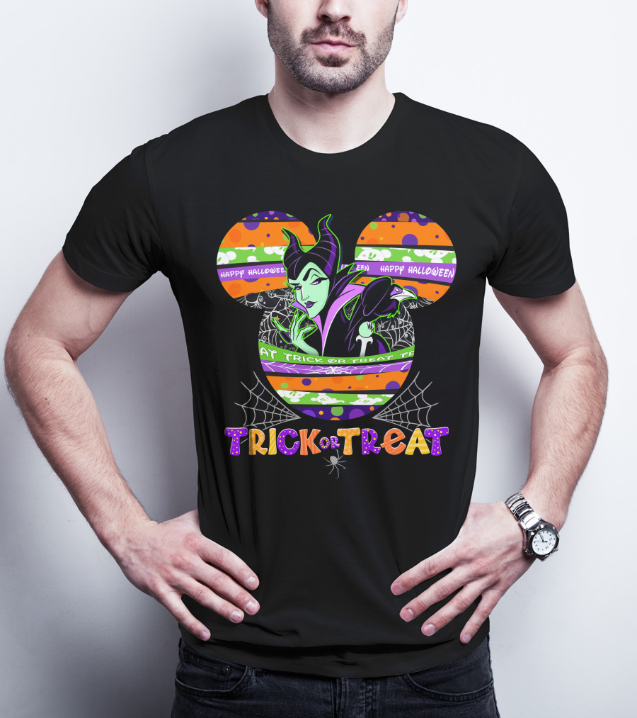 Maleficent Mickey Trick Or Treat Happy Halloween T-Shirt