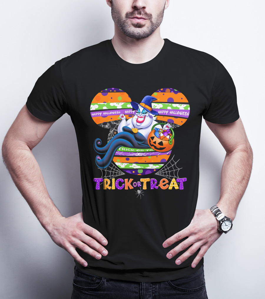 Ursula Halloween Trick Or Treat Mickey Pumpkin Happy Halloween T-Shirt