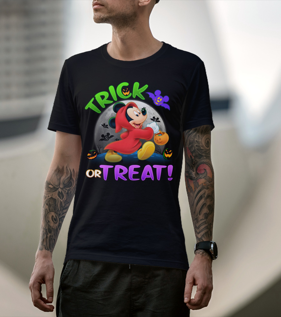 Trick Or Treat Mickey Halloween Bat Pumpkin T-Shirt