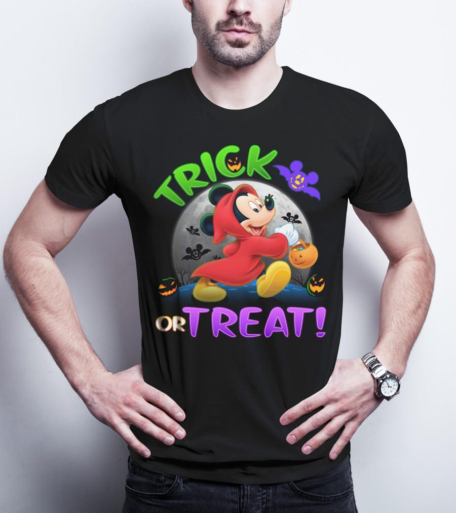 Trick Or Treat Mickey Halloween Bat Pumpkin T-Shirt