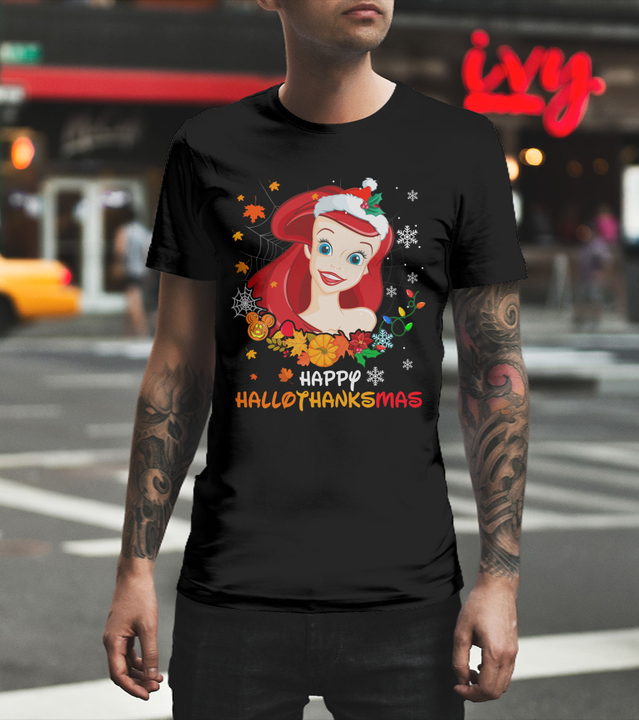 Happy Hallothanksmas Ariel Holiday Mashup T-Shirt