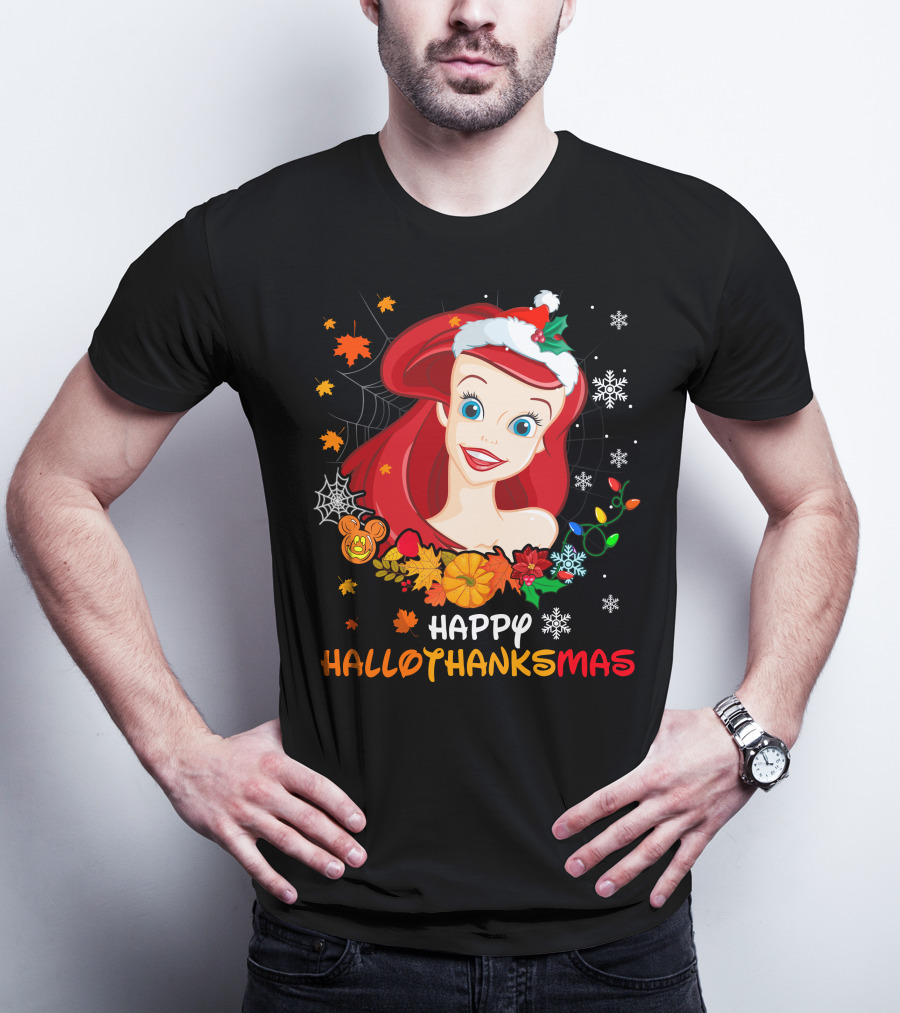 Happy Hallothanksmas Ariel Holiday Mashup T-Shirt