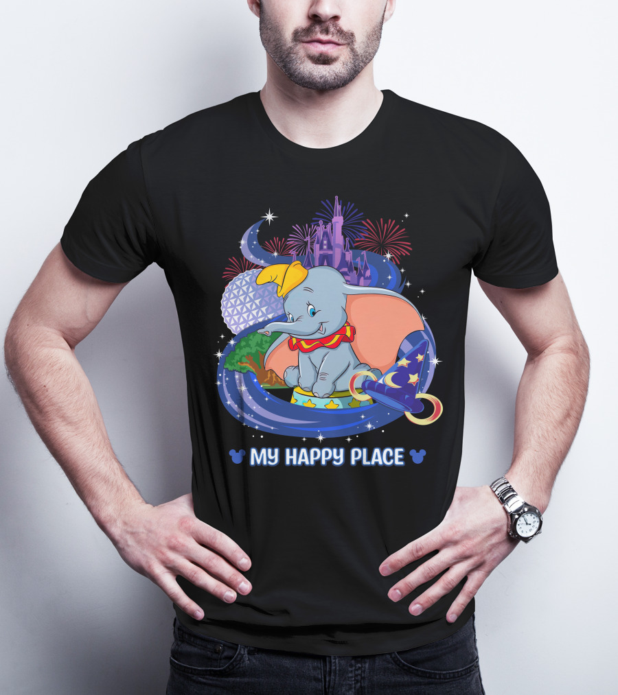 My Happy Place Dumbo Castle Magic Hat Icons T-Shirt