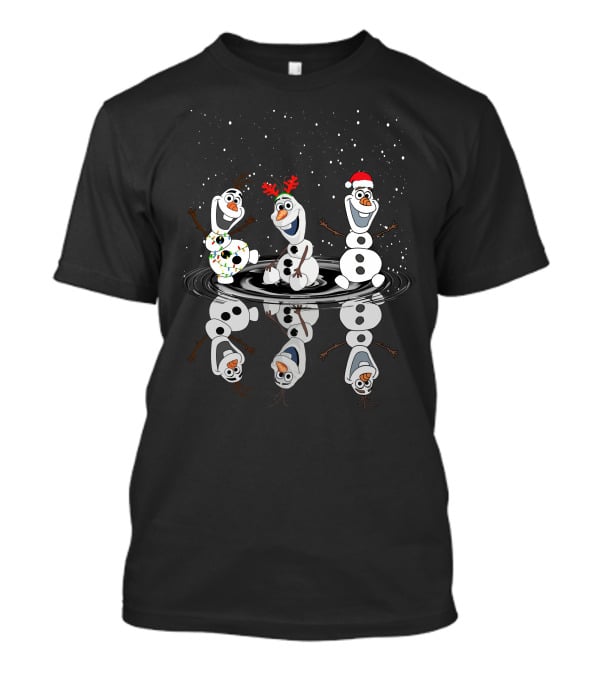 Olaf Reflections Festive Christmas Trio With Lights And Santa Hat T-Shirt