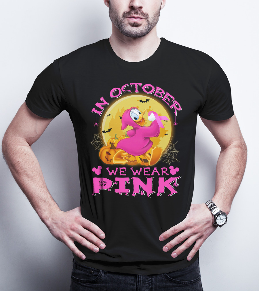 In October We Wear Pink Donald Duck Halloween T-Shirt