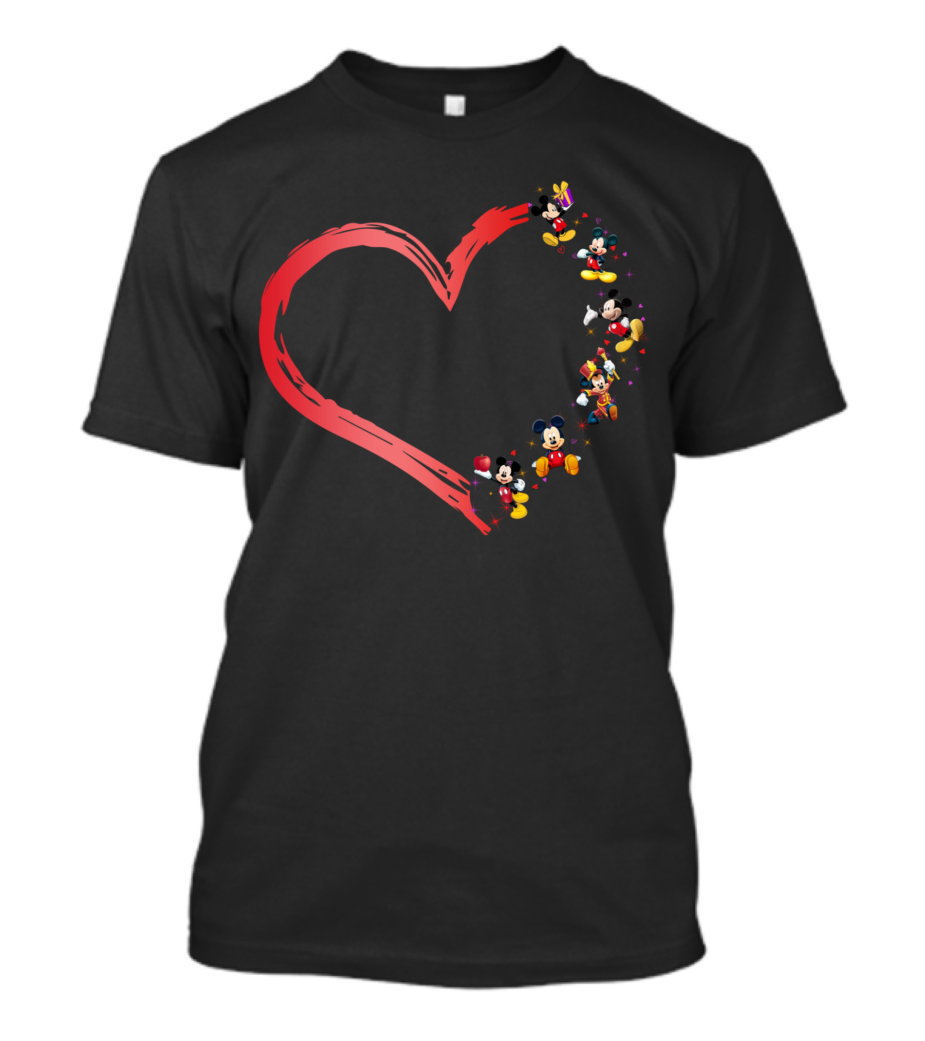 Mickey Mouse Heart Shaped Collage With Classic Characters T-Shirt