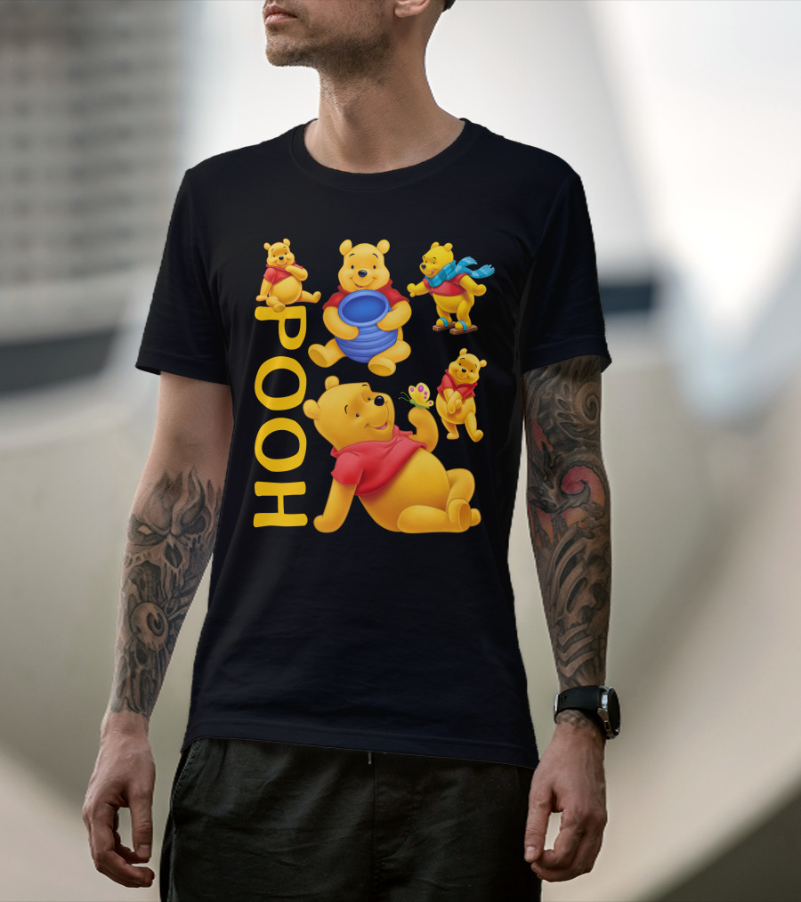 Pooh With Honey Pot And Playful Poses T-Shirt