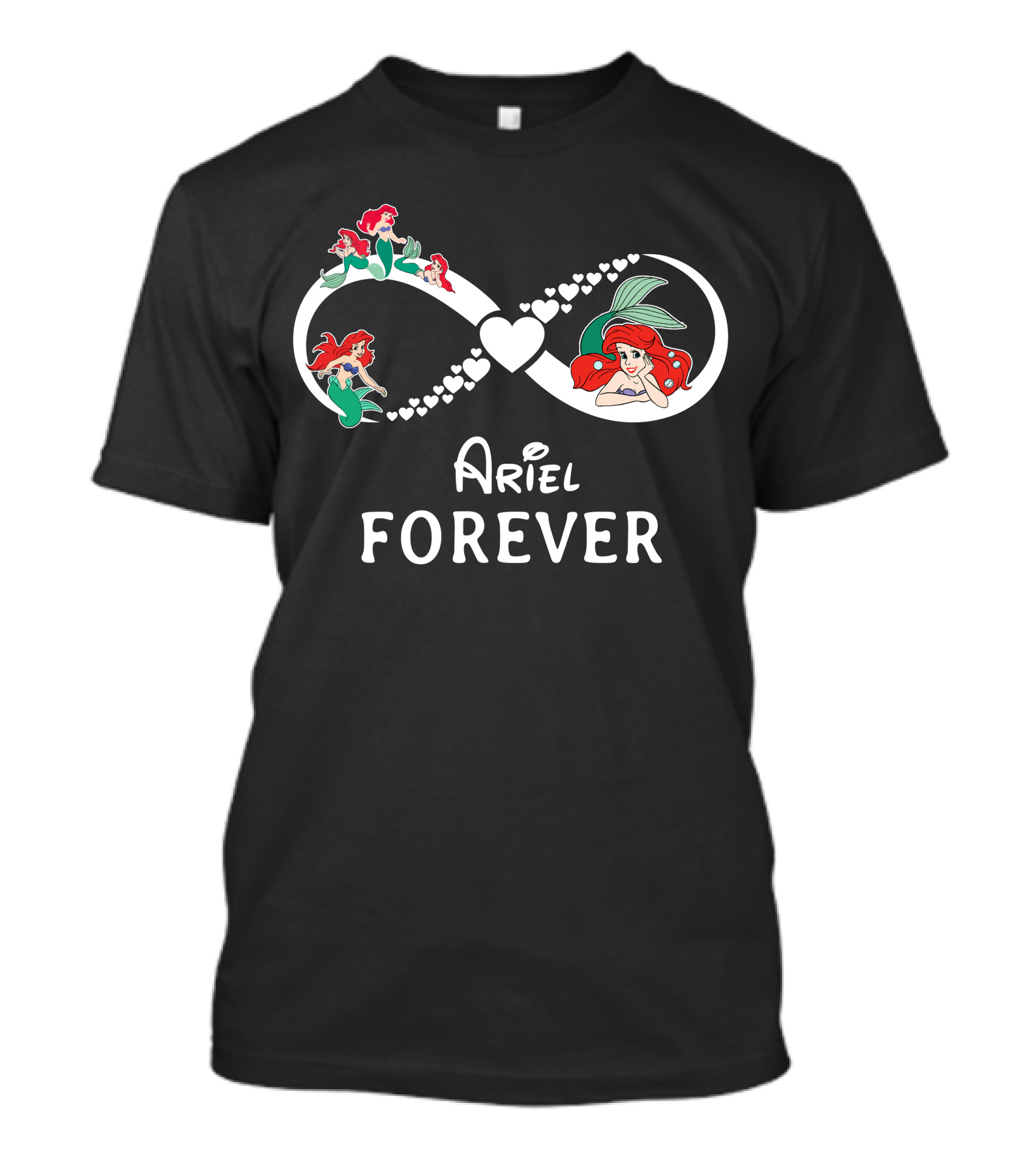 Ariel Forever Infinity Heart Design With Mermaid Characters T-Shirt