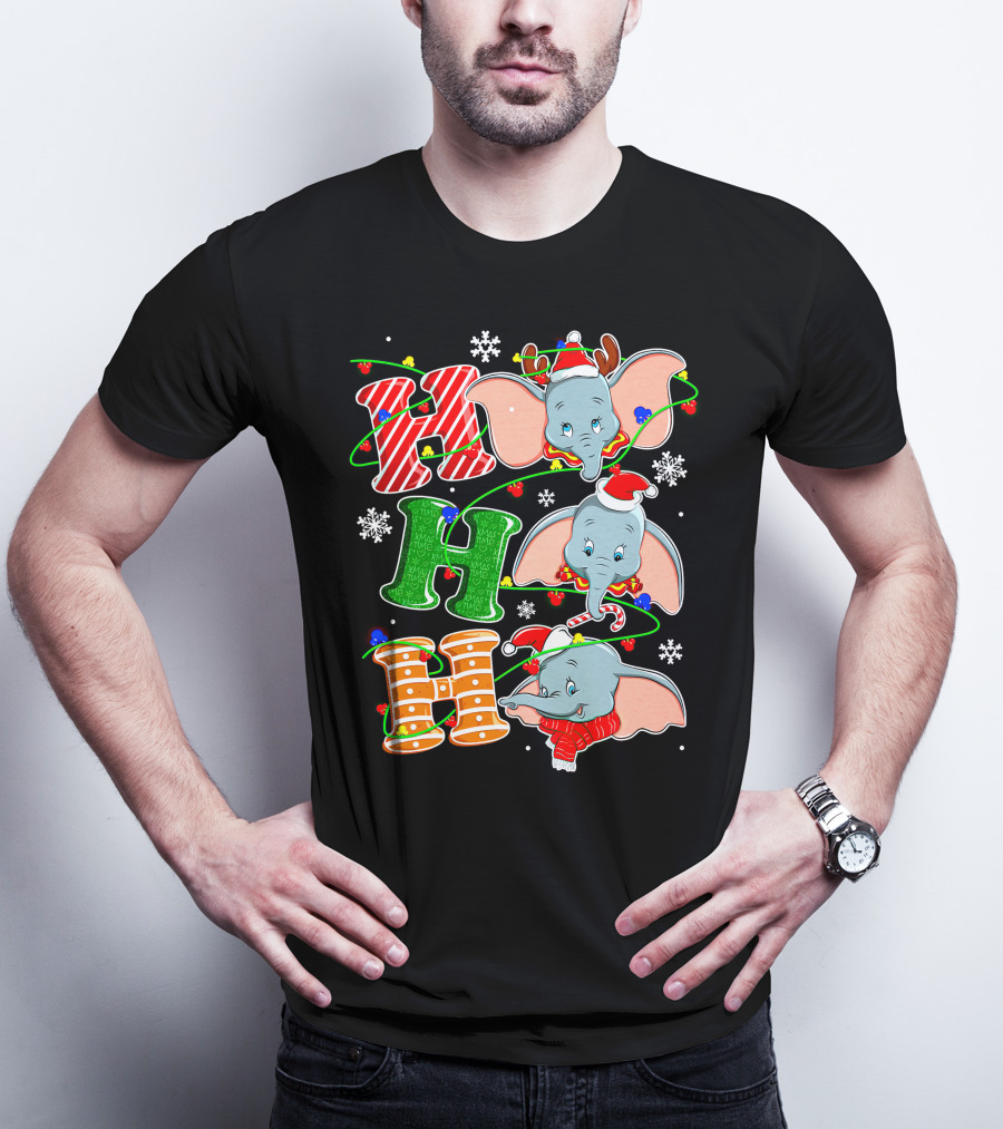 Dumbo Christmas Holiday Cheer With Ho Ho Ho And Festive Decorations T-Shirt