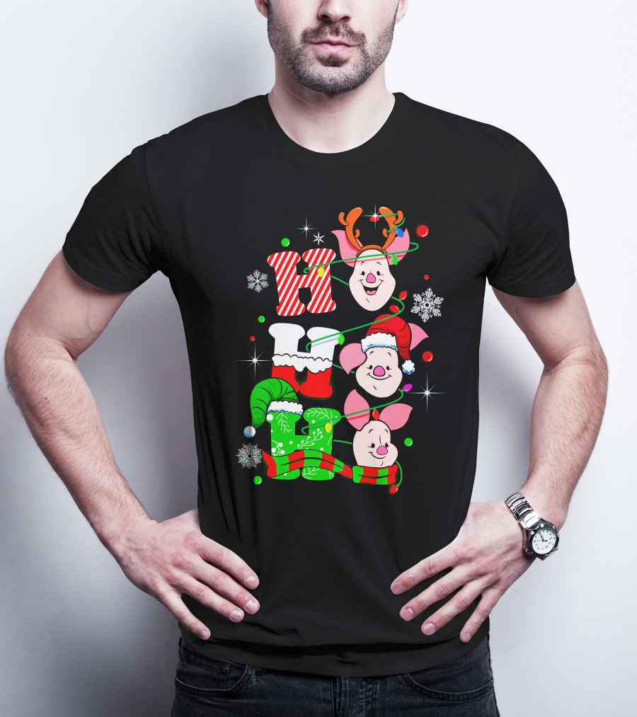 Holiday Piglet H O H Christmas Cheer T-Shirt