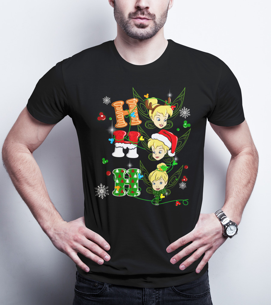 Tinker Bell Christmas Holiday Cheer With Gingerbread And Santa Hats T-Shirt