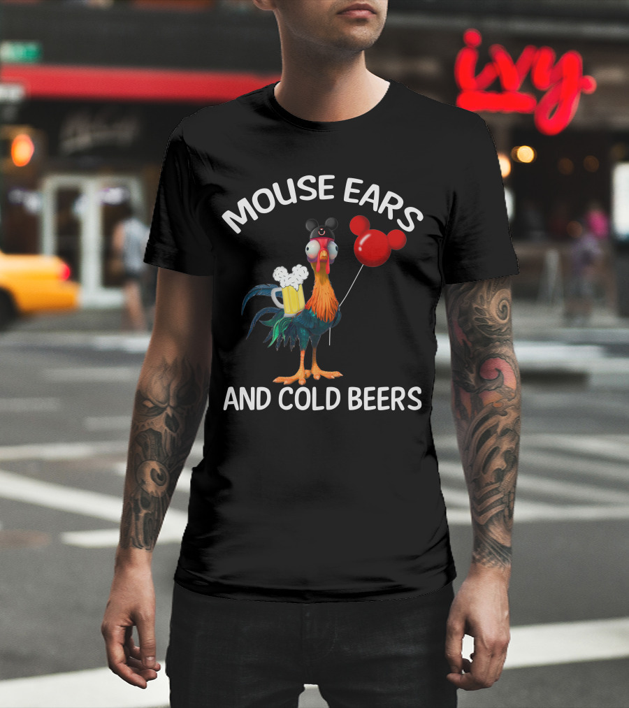 Mouse Ears And Cold Beers Heihei Balloon Beer Rooster T-Shirt