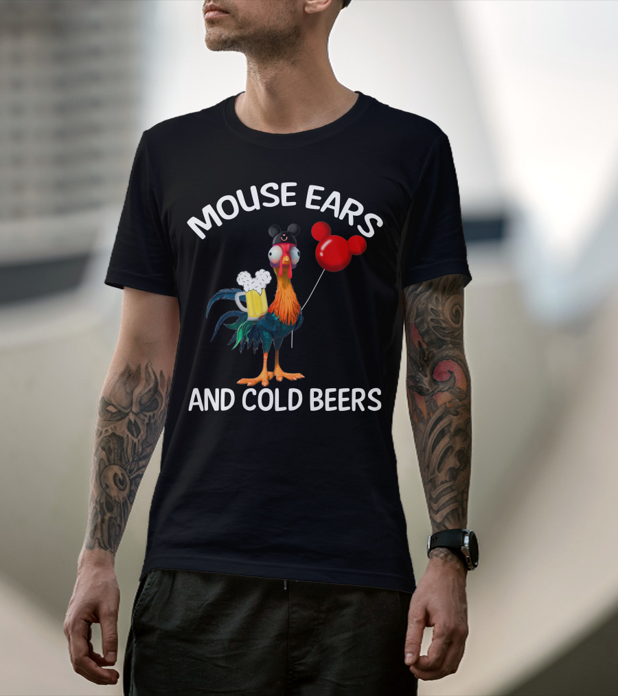 Mouse Ears And Cold Beers Heihei Balloon Beer Rooster T-Shirt