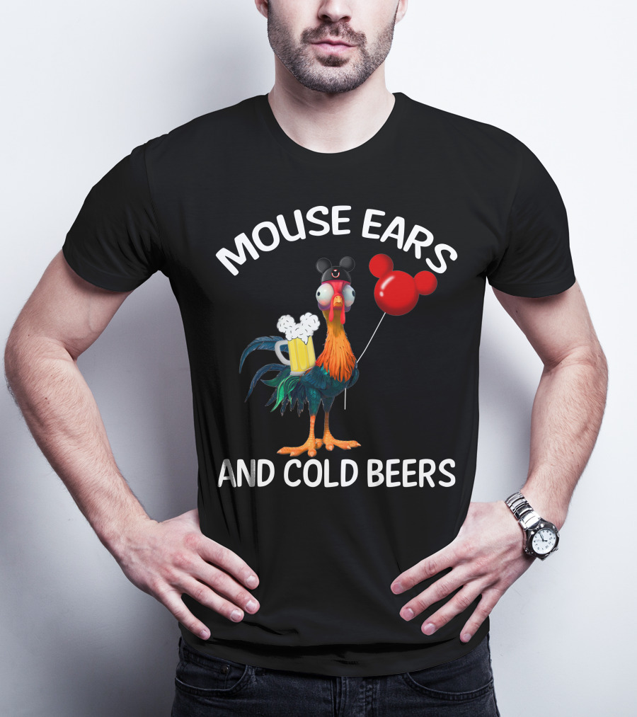 Mouse Ears And Cold Beers Heihei Balloon Beer Rooster T-Shirt