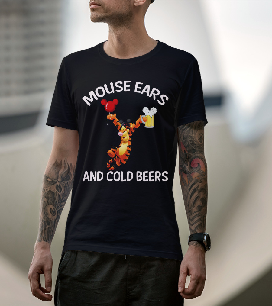 Mouse Ears And Cold Beers Tigger Balloon And Beer Mug T-Shirt