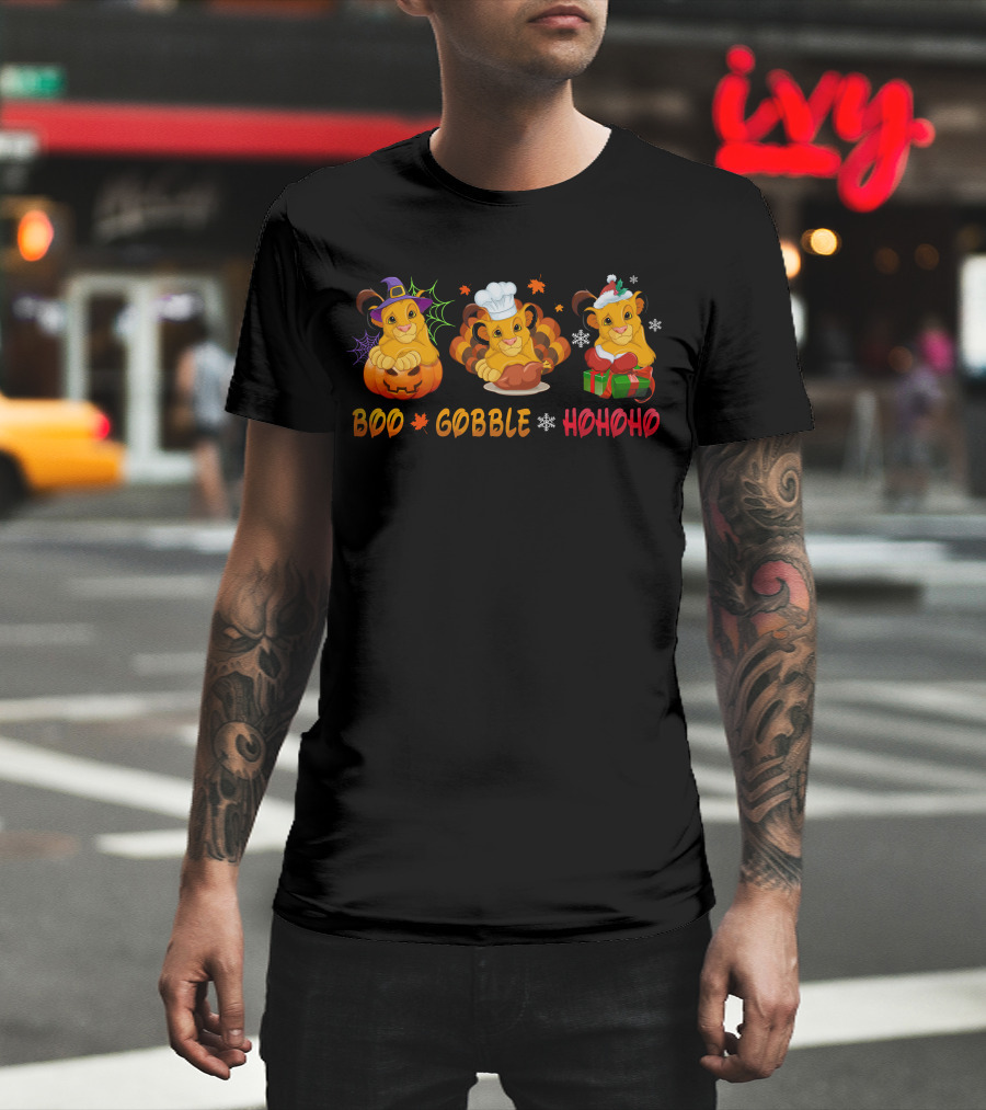 Boo Gobble Hohoho Lion Cub Holidays T-Shirt