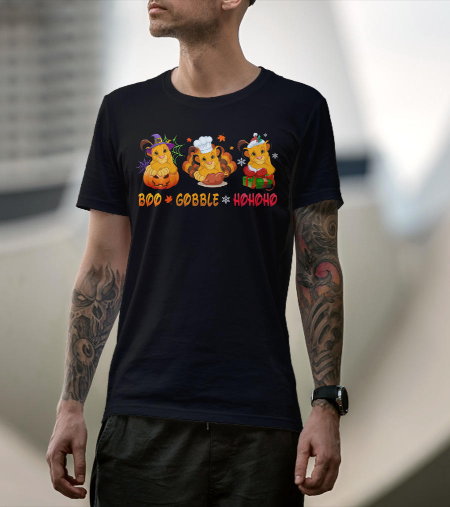 Boo Gobble Hohoho Lion Cub Holidays T-Shirt