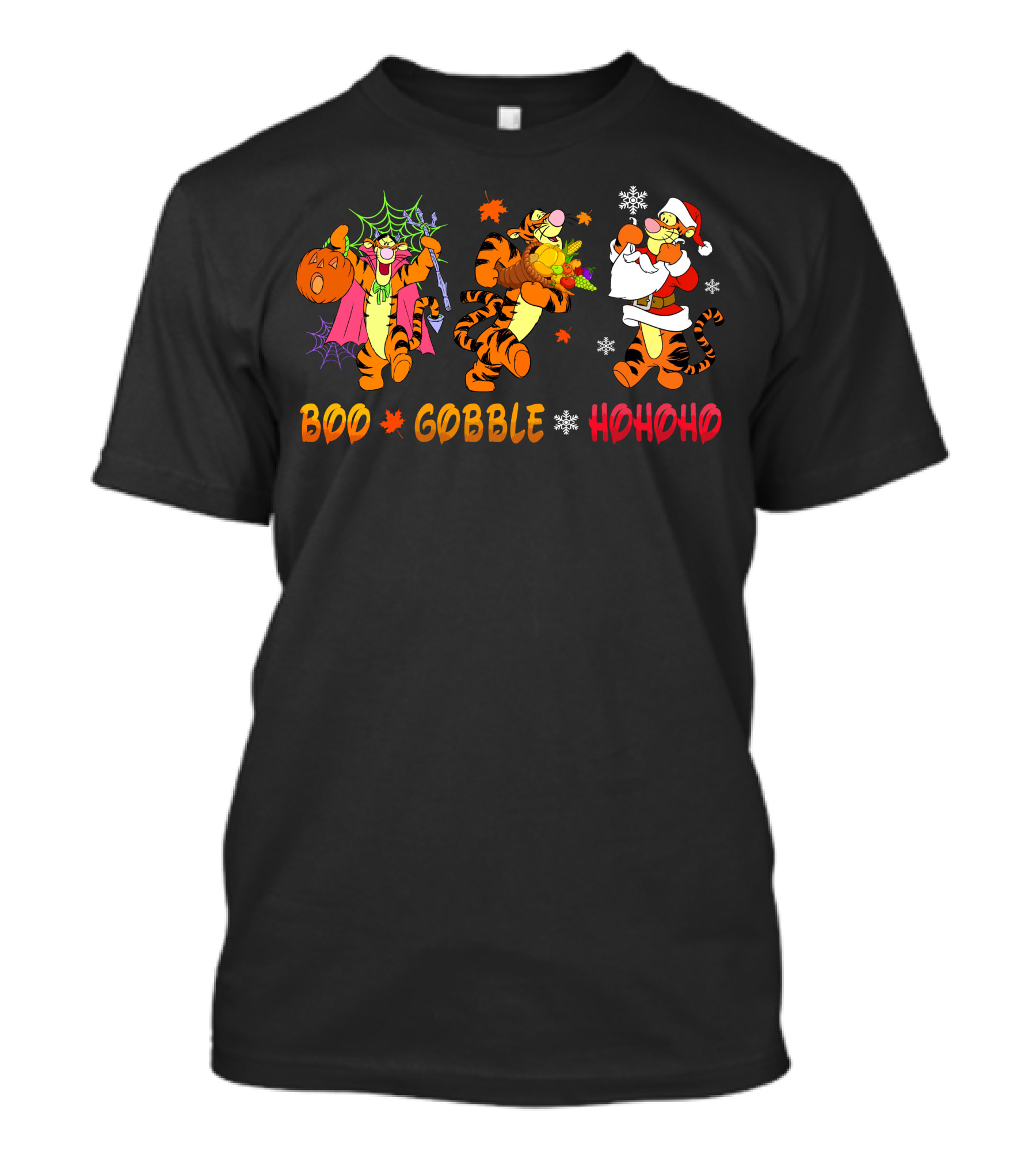 Boo Gobble Hohoho Tigger Halloween Thanksgiving Christmas T-Shirt