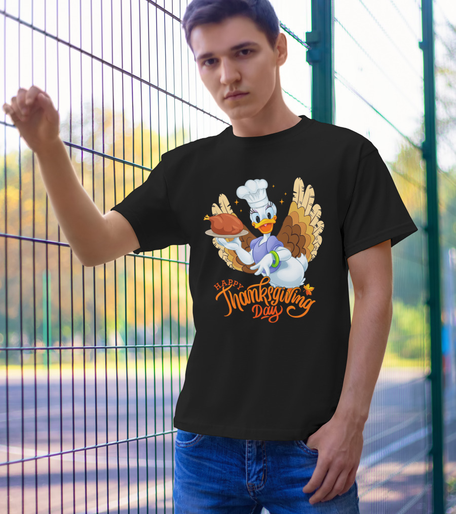 Happy Thanksgiving Day Daisy Duck Turkey Chef T-Shirt