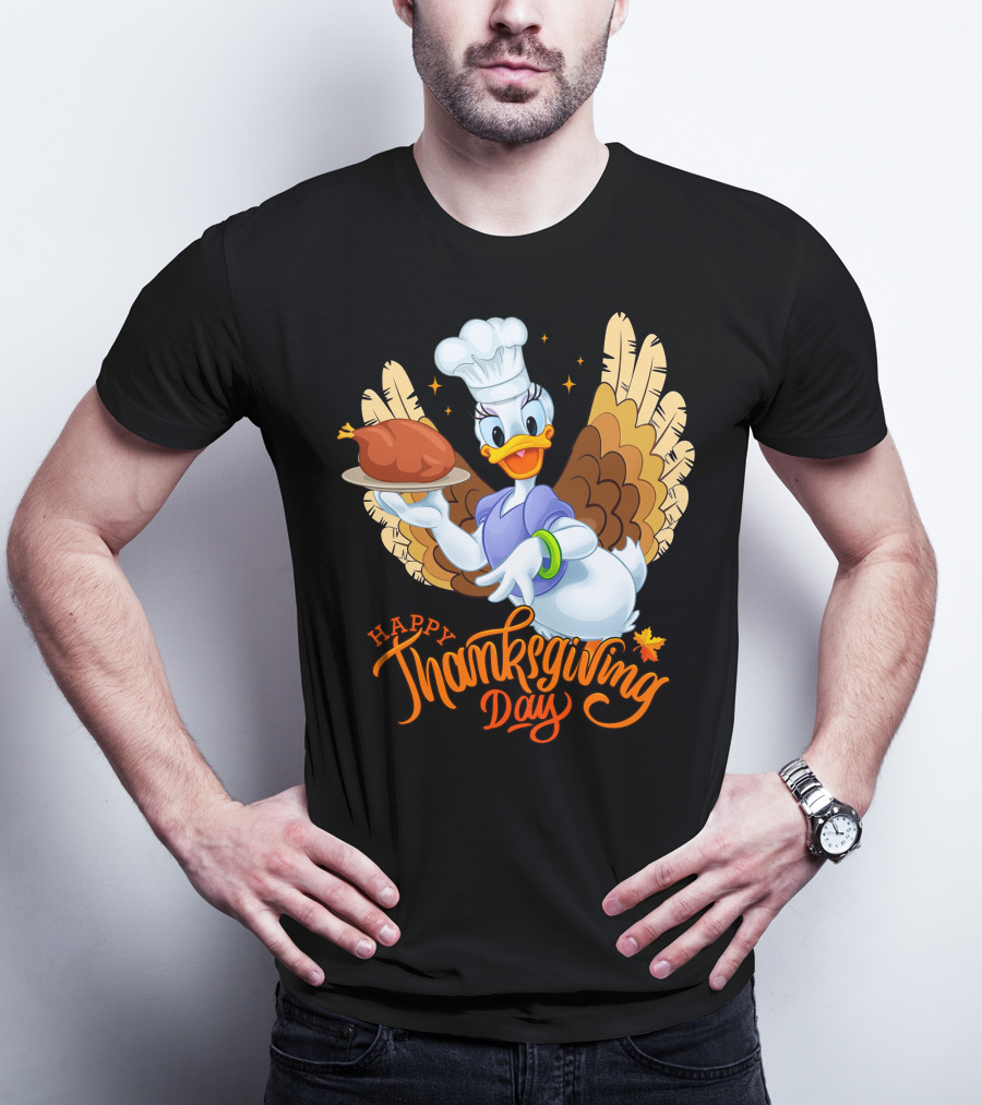 Happy Thanksgiving Day Daisy Duck Turkey Chef T-Shirt