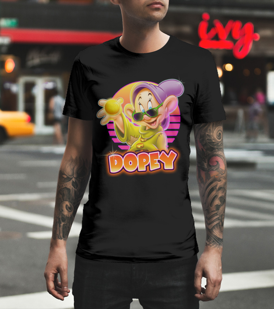 Dopey Retro Sunglasses Glow Neon Style T-Shirt
