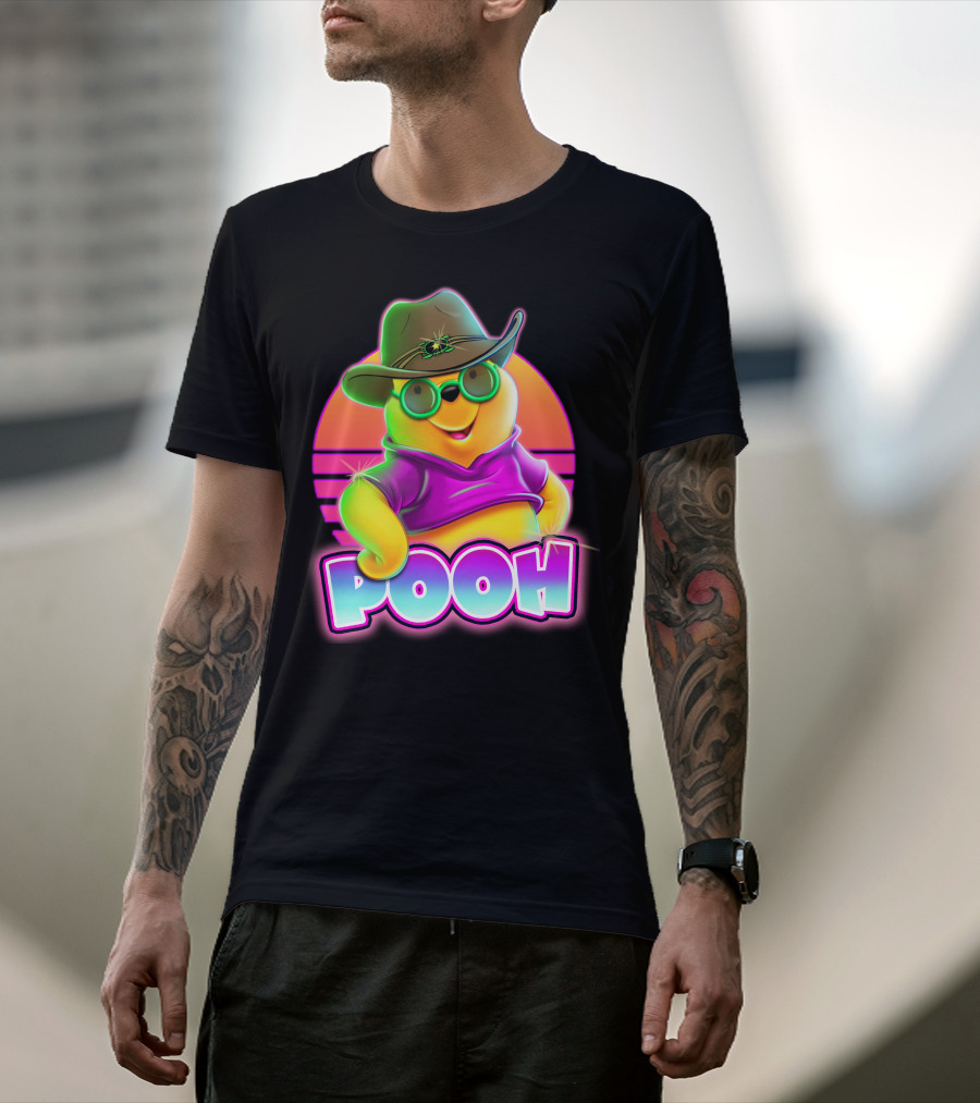 Pooh Retro Cool Style With Hat And Sunglasses T-Shirt