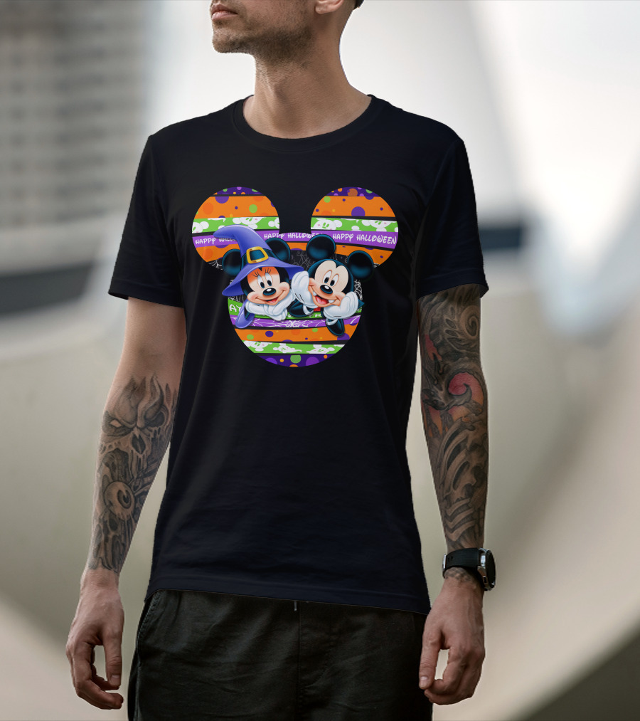 Mickey And Minnie Happy Halloween Halloween Pumpkin T-Shirt