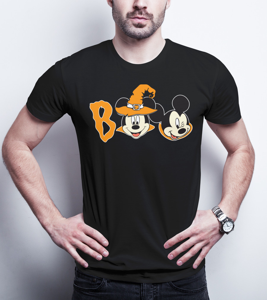 Boo Halloween Mickey Mouse Witch Hat T-Shirt